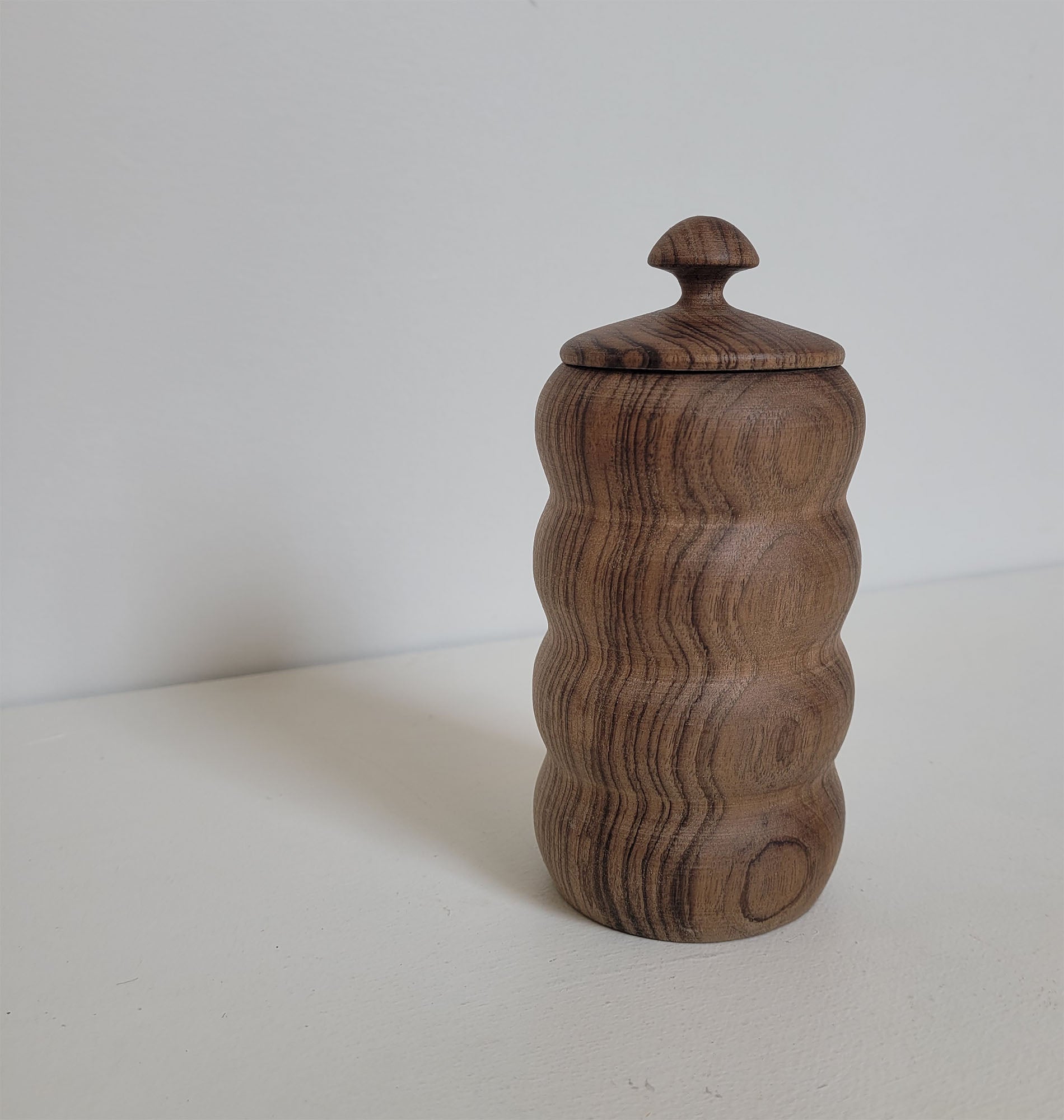Carved Walnut Wood Jar – Minda Living