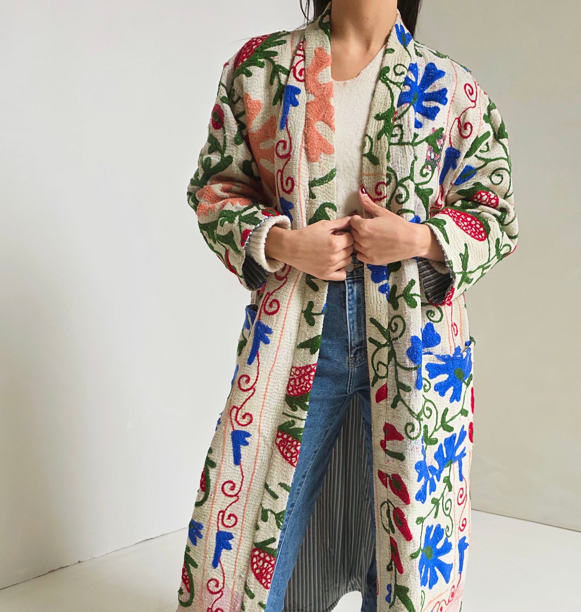 Long Embroidered Quilt Jacket - No. 093 – Minda Living